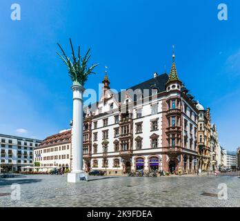 LEIPZIG, DEUTSCHLAND - 8. AUG 2015: Blick in Leipzig auf den alten ...