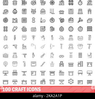 100 Bastelsymbole eingestellt. Umreißen Abbildung von 100 Handwerk ...
