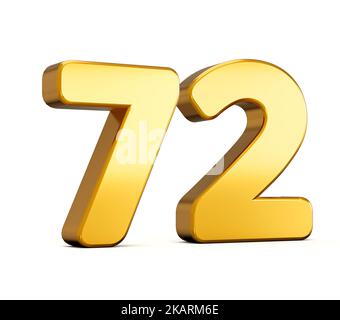 Goldene Zahl zweiundsiebzig (Nummer 72) und die Inschrift Jahre mit ...