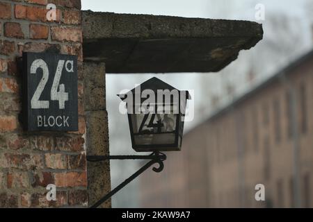 Ein Blick auf das Lager Auschwitz 1 am frühen Morgen, nur wenige Tage ...