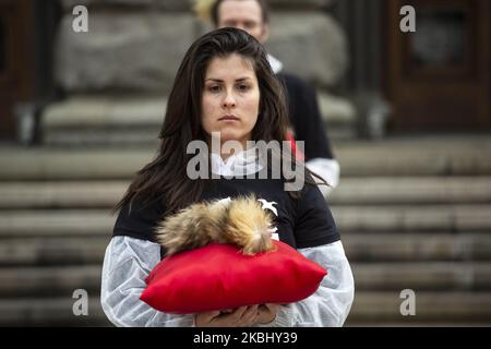 Stille Proteste in der Innenstadt von Sofia, Bulgarien, am 26. Februar ...