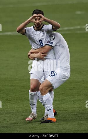 Besar Halimi (SV Sandhausen) aus dem Kosovo beim Qualifikationsspiel ...