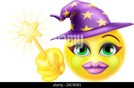Witch Emoticon Gesicht Emoji Cartoon-Symbol Stock-Vektorgrafik - Alamy