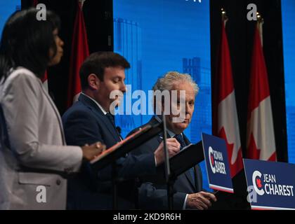 Die konservativen Führungskandidaten (L-R) Leslyn Lewis, Roman Baber ...