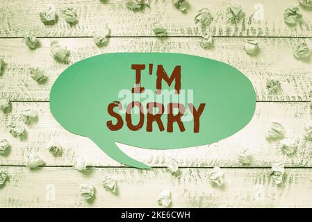 Konzeptionelle Darstellung Ich bedaure, konzeptionelles Foto, um ...