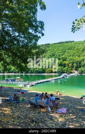Esch-sur-Sûre (Esch-Sauer): Strand am Stausee Upper Sure Lake (Lac de ...
