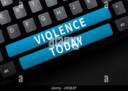 Textunterschrift, die Gewalt darstellt. Begriff, der die Anwendung ...