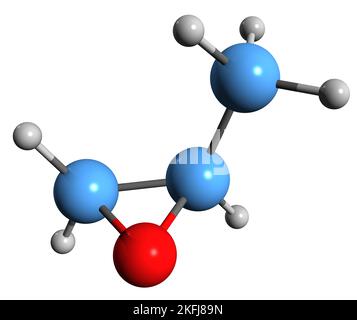 3D-Bild der Ethylenoxid-Skelettformel - molekularchemische Struktur von ...