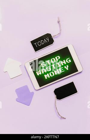 Konzeptionelle Darstellung Schluss mit Geldverschwendung. Internet ...