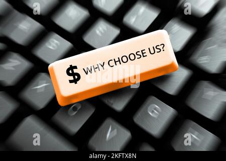Textunterschrift mit „Why Choose US“ (Warum uns wählen ...