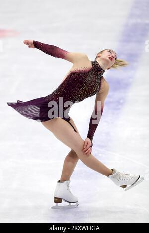 Amber Glenn aus den USA tritt am 8. Dezember 2021 bei der Ledena ...