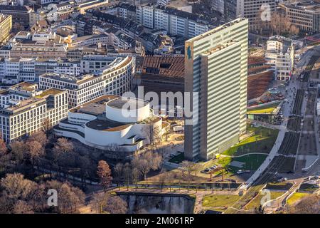 Luftaufnahme, Stadtblick, Gustaf-Gründgens-Platz, Dreischeibenhaus, Düsseldorfer Schauspielhaus ...