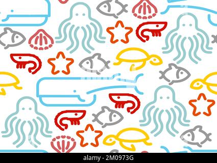 Schildkröte und Seesterne nahtlose Muster. marine Unterwasser ...