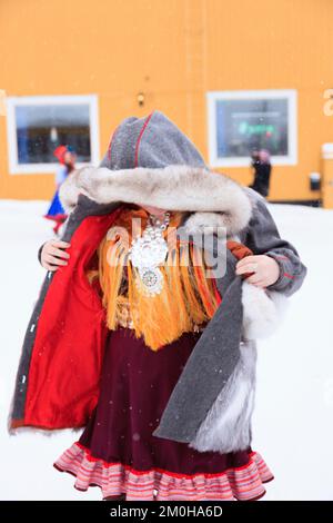 Schweden, Norbotten County, Jokkmokk, Sami Trapper, der sein ...