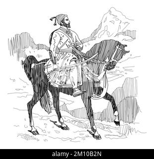 Shivaji Maharaj, großer Maratha-Krieger Silhouette Illustration von ...