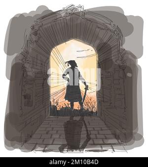 Shivaji Maharaj, großer Maratha-Krieger Silhouette Illustration von ...