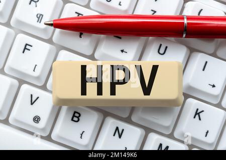 Inspiration mit Zeichen HPV. Geschäftsansatz Gruppe von Viren, die Ihre ...