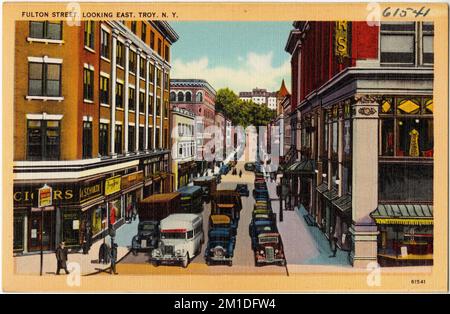 Fulton Street, Ost, Troy, N. Y. , Cities & Towns, Tichnor Brothers ...