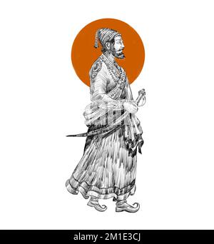 Shivaji Maharaj, großer Maratha-Krieger Silhouette Illustration von ...
