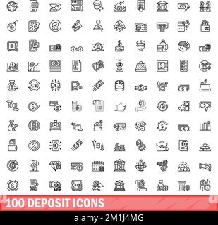 100 Pfandsymbole eingestellt. Umrissdarstellung der 100-Ablagesymbole ...