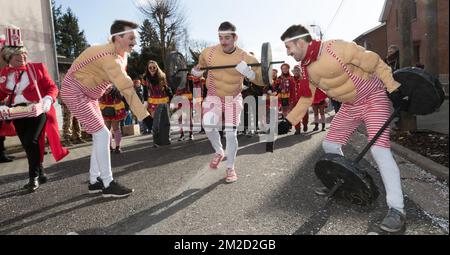 Ein Bild, das während der Feierlichkeiten „Rosenmontag“, dem ...