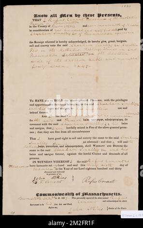 Deed of property in Provincetown sold to Thomas Freeman, James Freeman ...