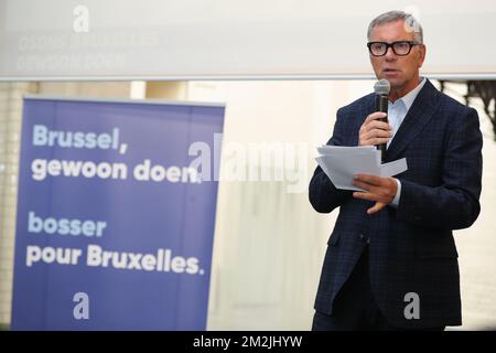 Der Brüsseler Stadtrat Alain Courtois wird bei der Vorstellung der ...