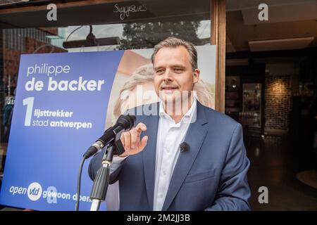 Philippe De Backer von Open VLD, das bei der Präsentation der lokalen ...
