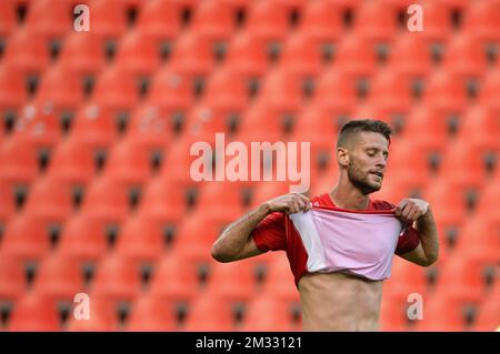 Eden Shamir von Standard reagiert auf das Spiel der Jupiler Pro League ...