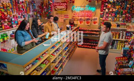 SNACK VS. CHEF, from left: judges Ali Bouzari, Helen Park, hosts Hari ...
