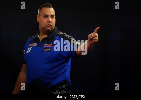 Nathan Rafferty feiert seinen Sieg bei der Cazoo Dart-Weltmeisterschaft ...