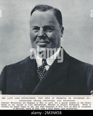 Harold Sidney Harmsworth, 1. Viscount Rothermere (1868-1940), äußerst ...