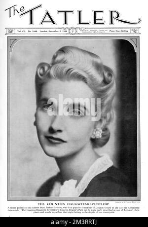 Gräfin Haugwitz-Reventlow, vormals Miss Barbara Hutton (1912-76), 1938 ...