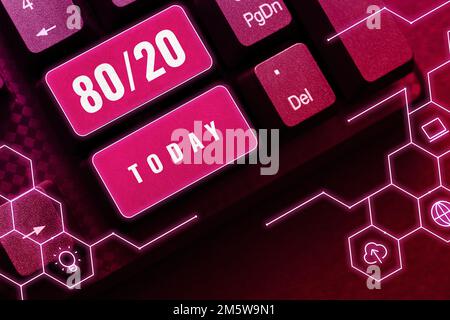 Konzeptionelle Anzeige von 80 bis 20 Prozent. Pareto-Prinzip der ...
