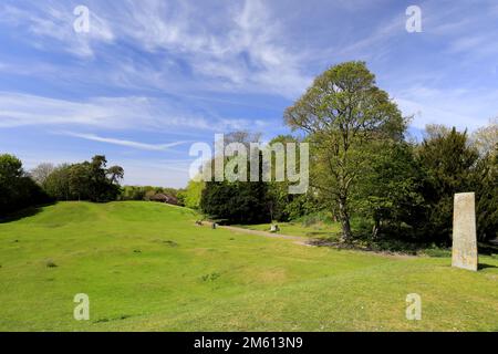 Blick über das Huntingdon Castle, eine alte Burg motte und bailey und ...