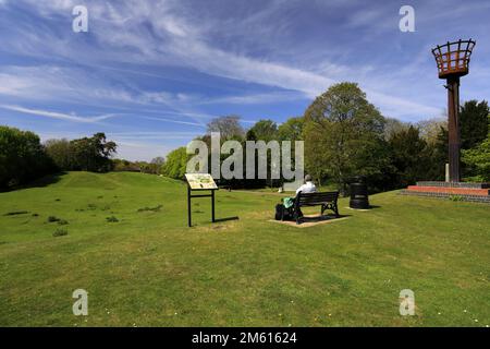 Blick über das Huntingdon Castle, eine alte Burg motte und bailey und ...