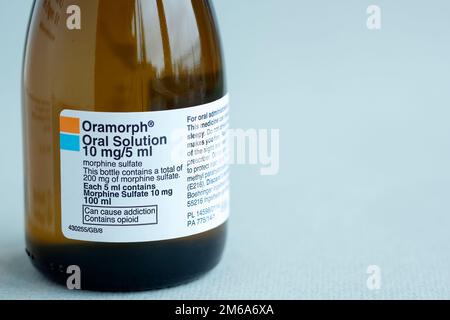 Eine Flasche Oramorph Lösung zum Einnehmen. Ein Opiat-Schmerzmittel auf ...