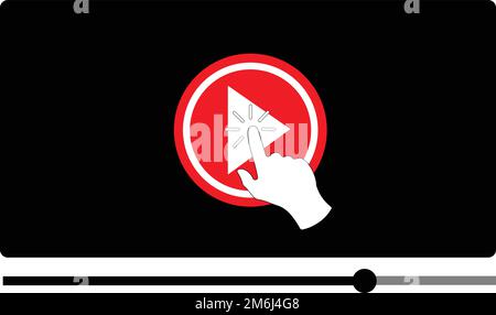 Form eines Multimedia-Videoplayers mit einem Handcursor, der eine ...