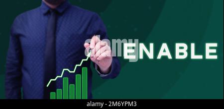 Das Zeichen zeigt Aktivieren an. Begriff bedeutet, jemandem oder etwas ...