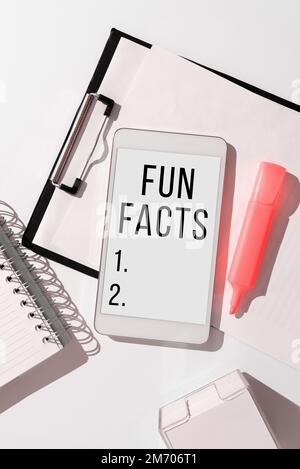 Inspiration mit dem Schild „Fun Facts“. Business zeigt kurze ...