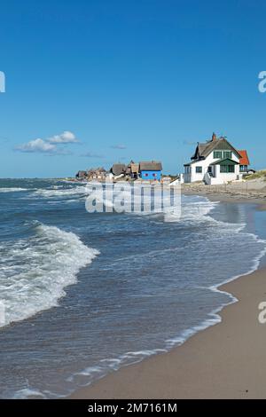 Strohhäuser am Strand, Halbinsel Graswarder, Heiligenhafen, Schleswig ...