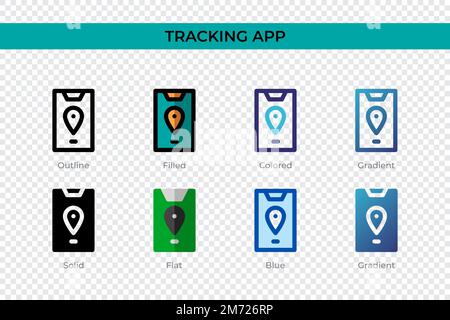 Tracking App-Symbol in einem anderen Stil. Tracking-App-Vektorsymbole ...