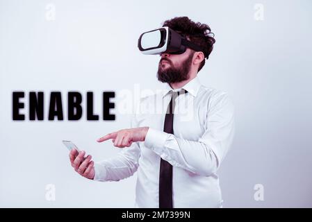 Inspiration mit dem Zeichen „Aktivieren“. Begriff bedeutet, jemandem ...