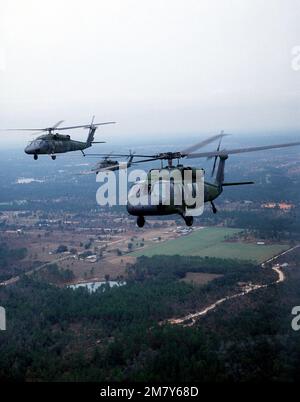 Eine Air-to-Air, linke Seitenansicht des Three Strike Fighter Squadron ...