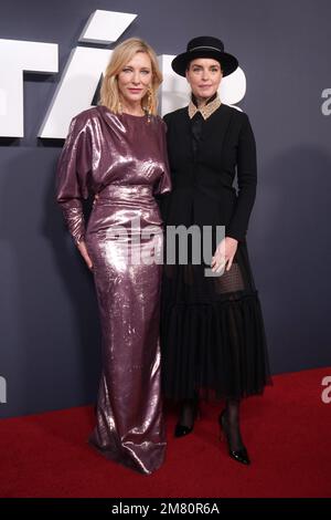 Cate Blanchett, left and Nina Hoss pose for photographers upon arrival at the premiere of the ...