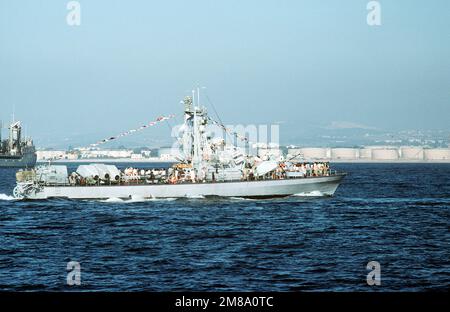 Ein Steuerbord-Blick auf das israelische Schiff der Klasse Saar 3 IN ...