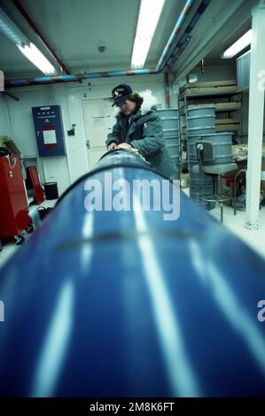 Aviation Ordnanceman Third Class (AO3) Fox nimmt Anpassungen an einem ...