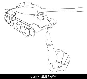 Eine durchgehende Reihe von Panzern oder gepanzerten Fahrzeugen mit ...