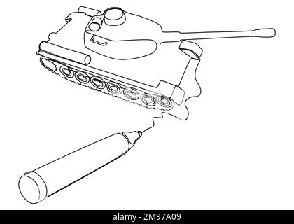 Eine durchgehende Reihe von Panzern oder gepanzerten Fahrzeugen mit ...