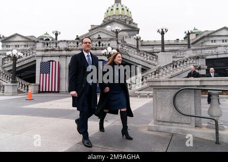 Josh Shapiro accompanied by his wife Lori Shapiro and children, takes ...